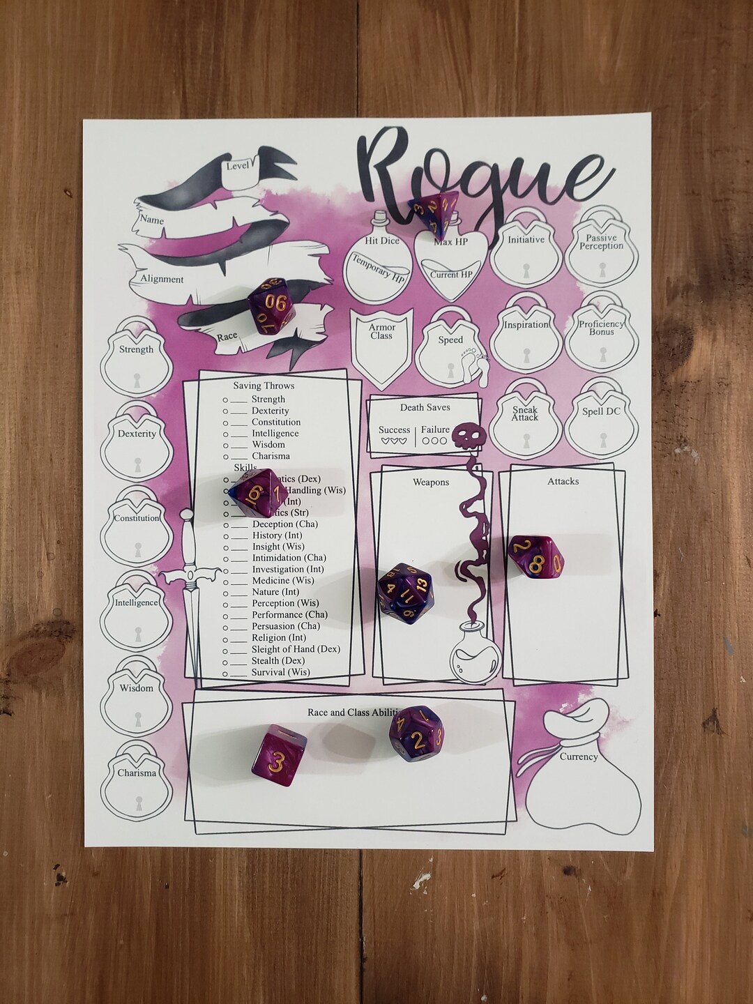 Buy Printable Rogue D&D 5e Character Sheet Online in India - Etsy