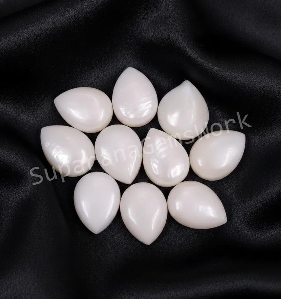 Natural Mother of Pearl Pear Cabochon Flat Back Loose Calibrated ...