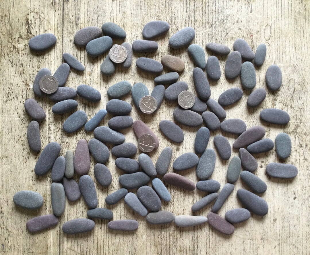 60 Short Long Pebbles 2.5-3 Cm for Pebble Art ,smooth Flat Pebbles Arts ...