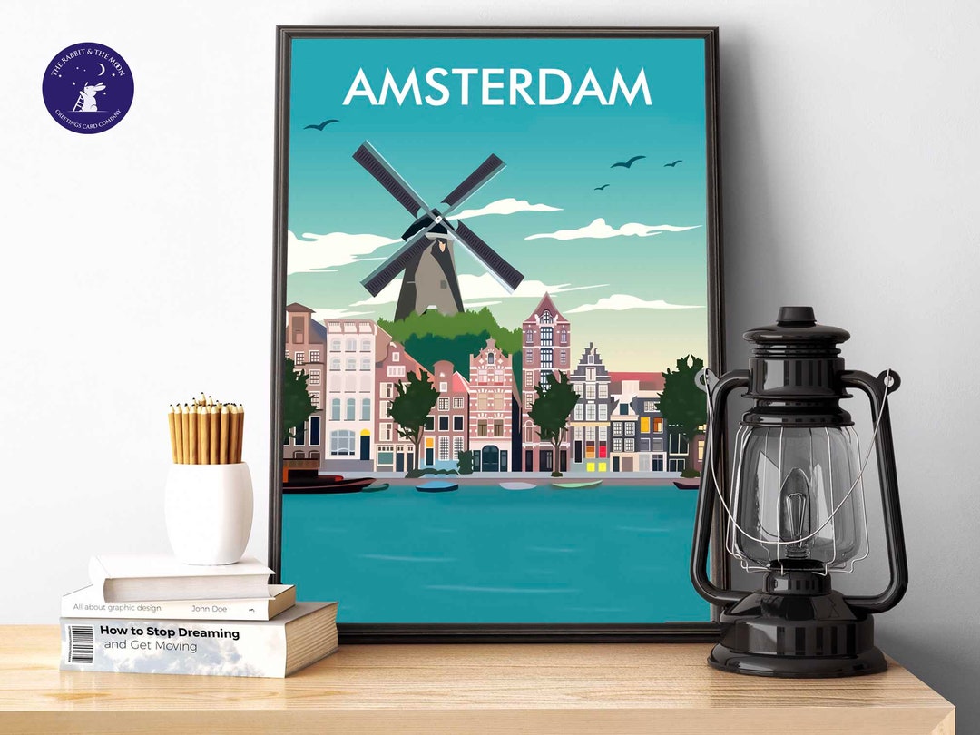 Amsterdam - A4/A3 Print, Greetings Card, Print, Framed Print, Vintage ...
