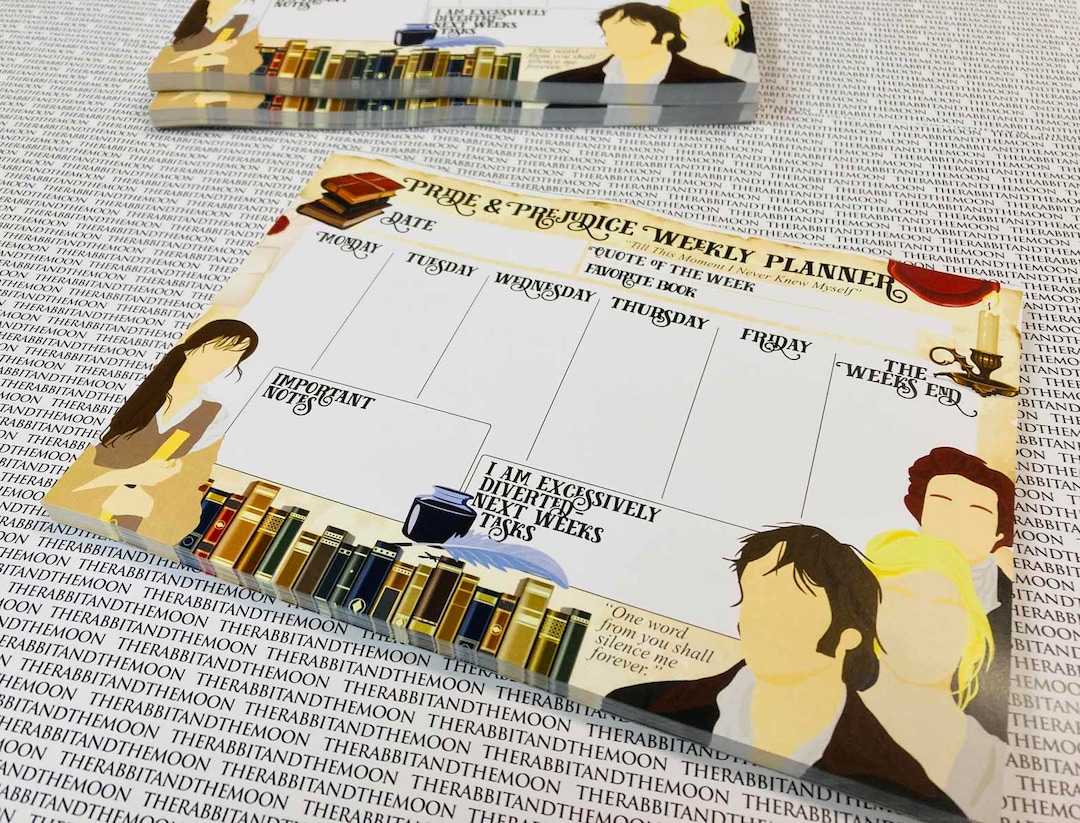 Pride & Prejudice Inspired - Weekly Planner - Elizabeth Bennet, Mr ...