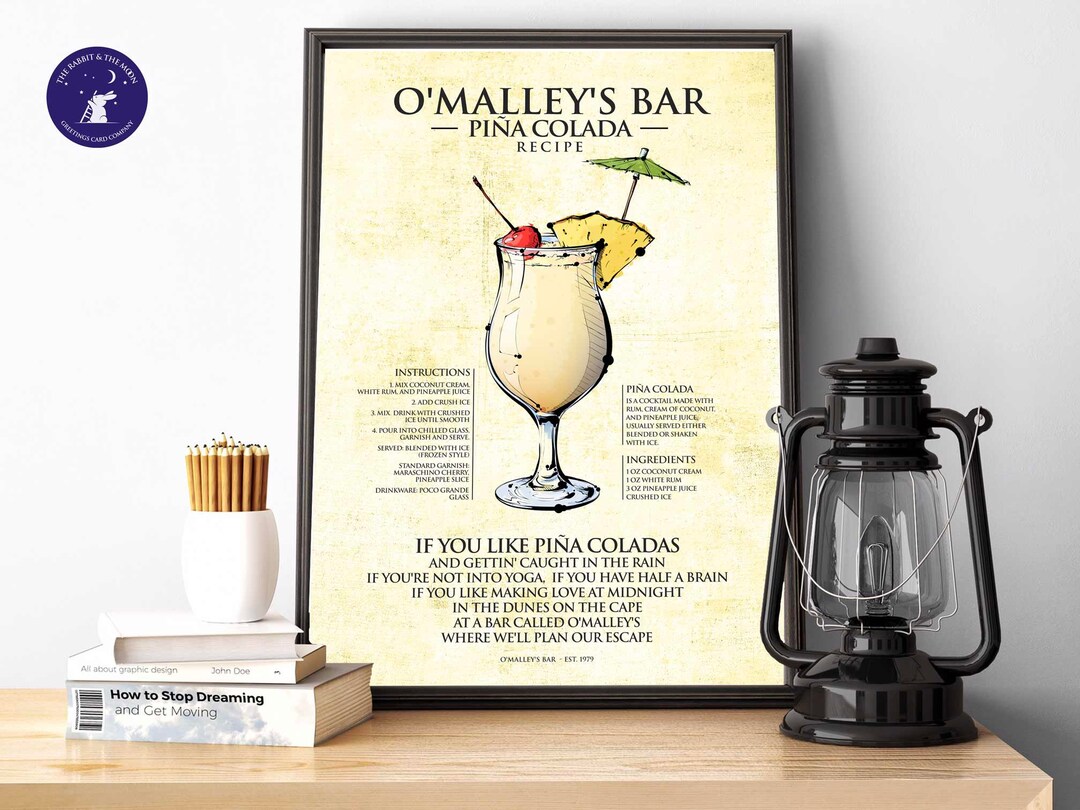Pina Colada - Drink Design - A4/A3 Print, Greetings Card, Framed Print ...