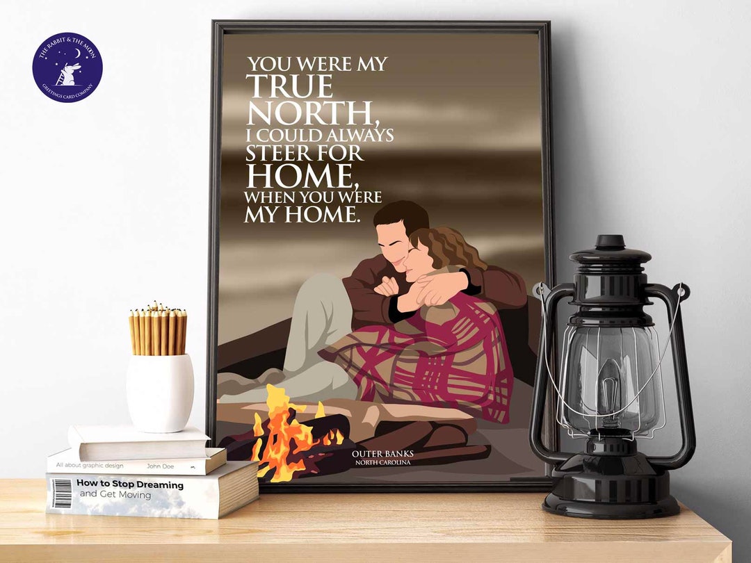 Message in a Bottle Inspired Design - True North Quote -A4/A3 Print ...
