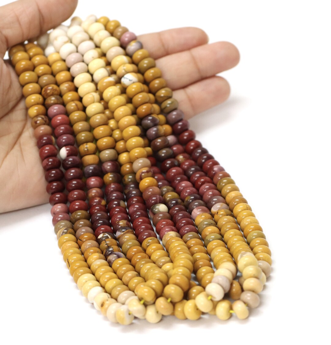 Unique Mookaite Jasper Shaded Smooth Rondelle Shape Beads, 15" 7-8mm Jasper Smooth Gemstone ...