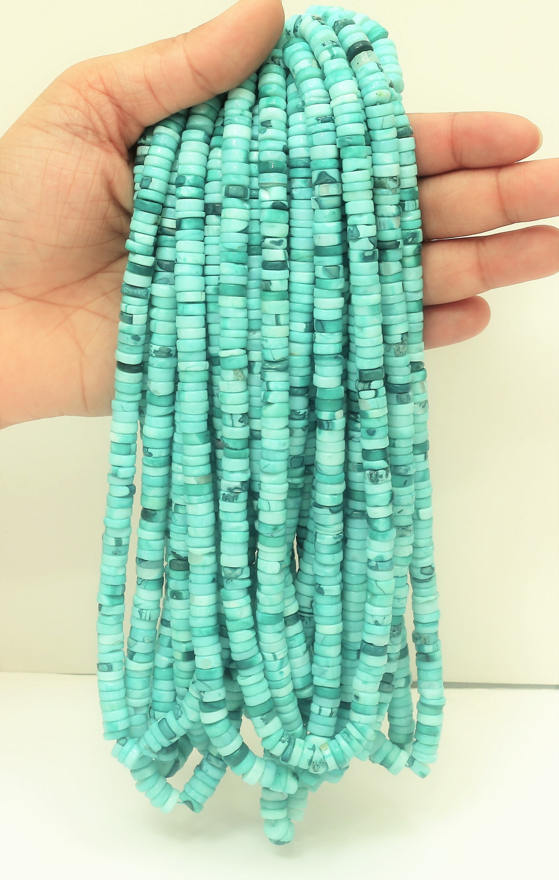 Beautiful Sea Blue Dot Opal Smooth Tyre Shape Beads 16 - Etsy