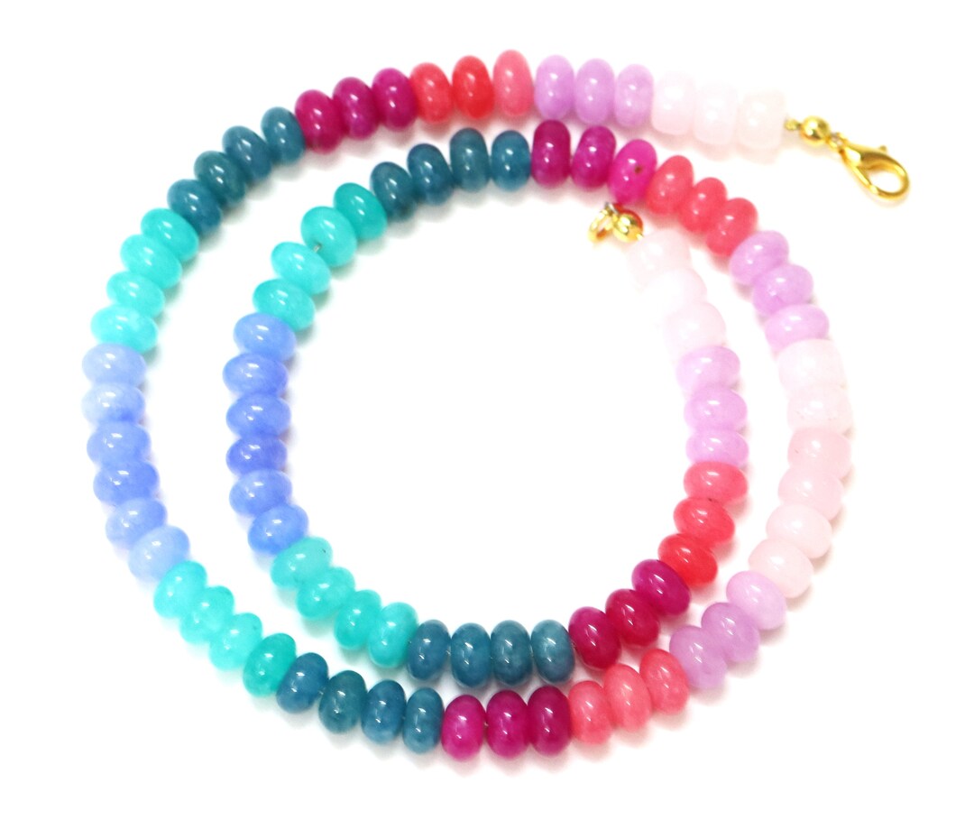 Beautiful Candy Color Quartz Smooth Rondelle Beads Necklace, 7-8mm ...