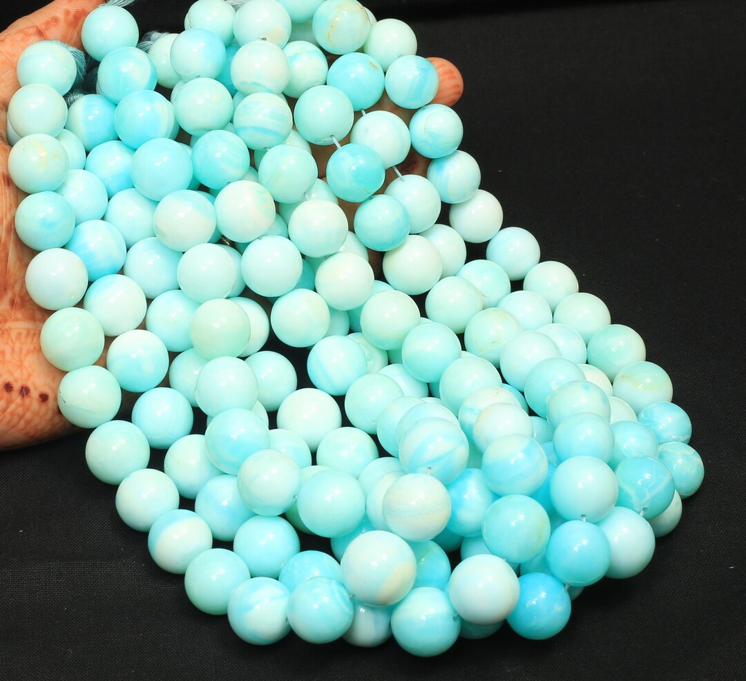Beautiful Sky Blue Shaded Opal Plain Smooth Round Shape Beads, 11-15mm ...