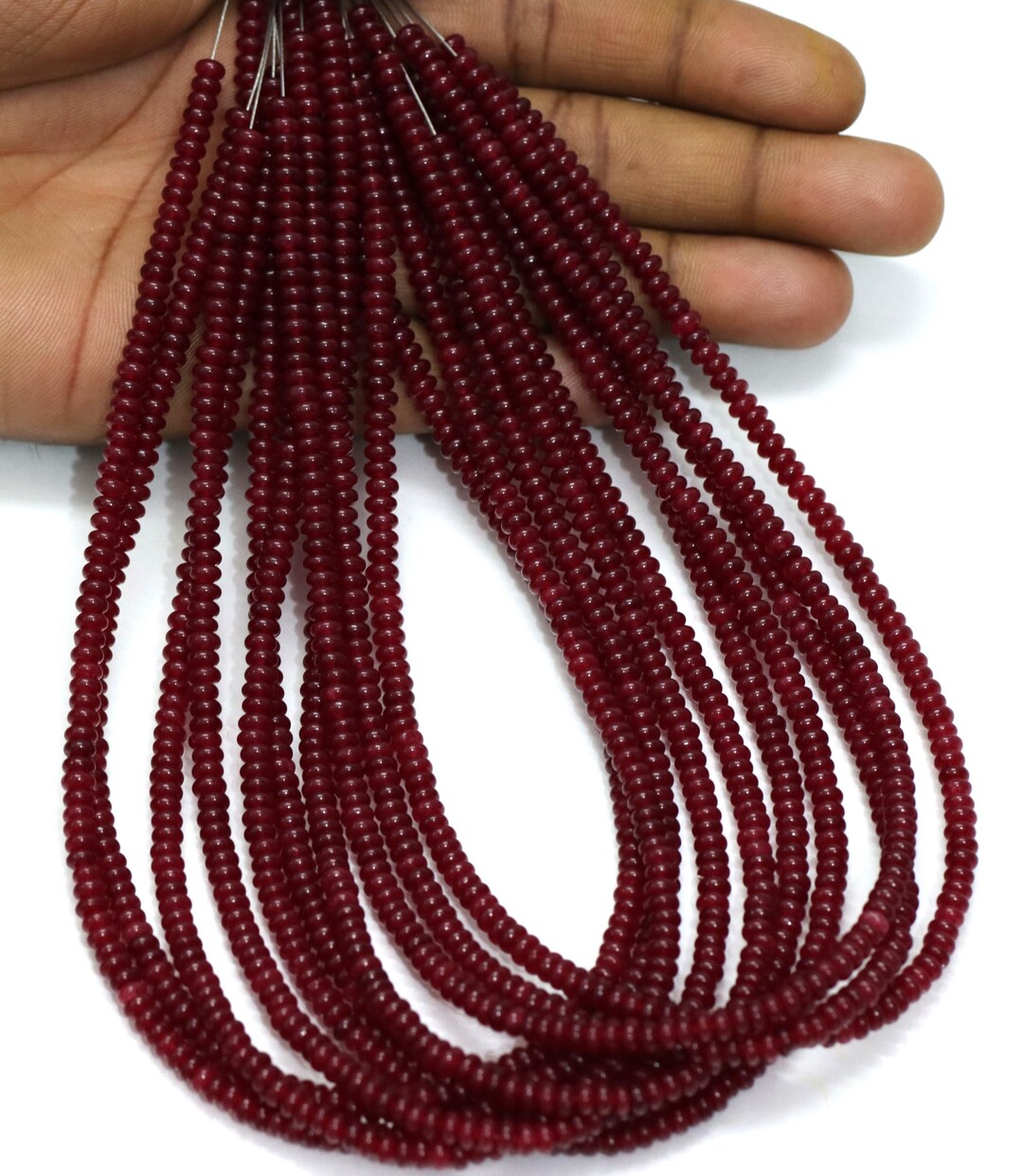 4mm Natural Ruby Red Quartz Beads Strand, Red Quartz Smooth Rondelle ...
