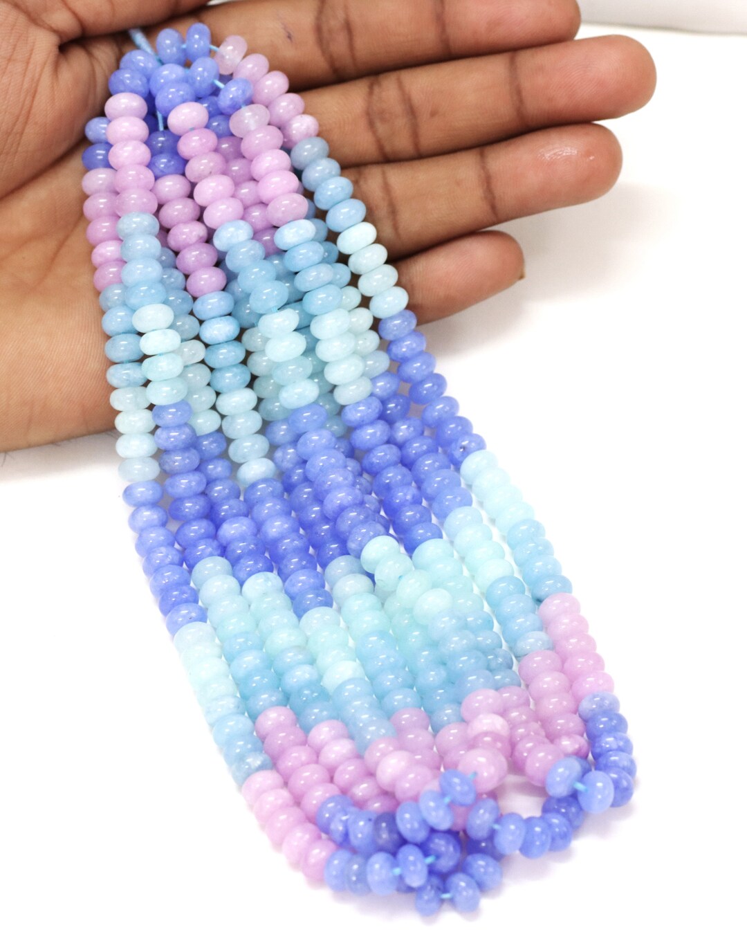 Beautiful Multi Color Quartz Smooth Rondelle Shape Beads, 7 - 8mm Mix ...