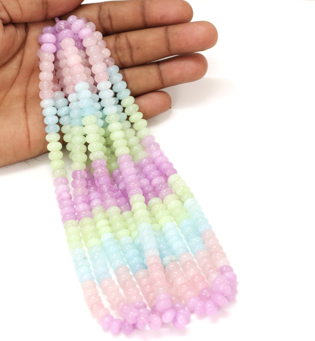 Beautiful Multi Color Quartz Smooth Rondelle Shape Beads, 7 - 8mm Mix ...