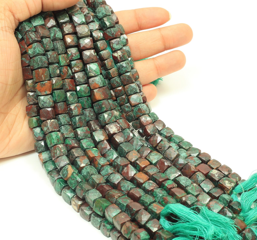 Natural Azurite Malachite Faceted Box Shape Beads, 7mm-9mm Beautiful ...