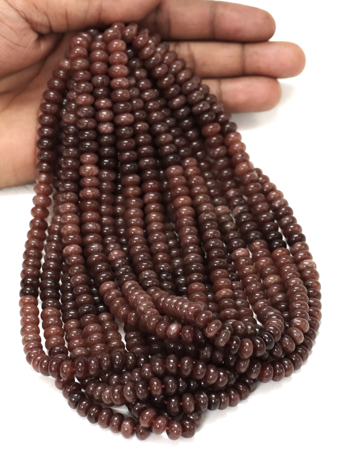 Beautiful Dark Chocalate Color Quartz Smooth Rondelle Shape Beads, 8 ...