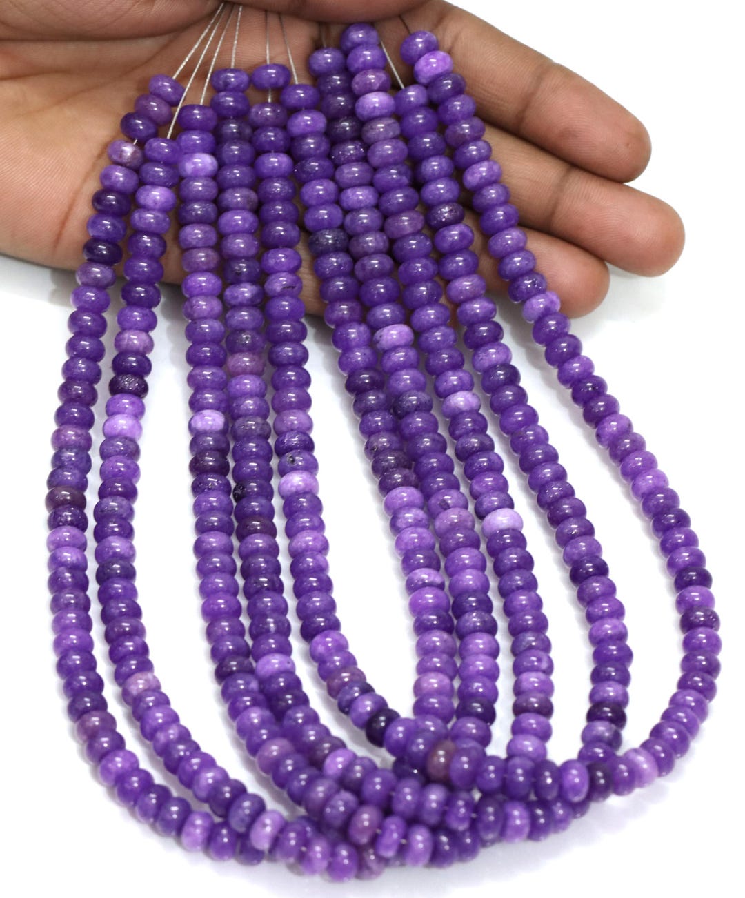 Amazing Charoite Color Quartz Smooth Rondelle Shape Beads,15" 7-8mm ...