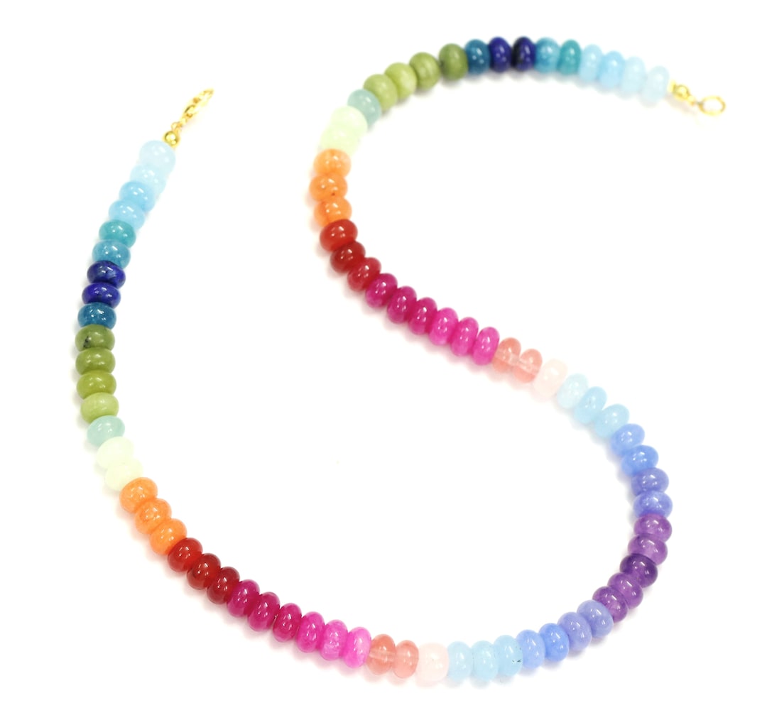 Beautiful Mix Color Quartz Smooth Rondelle Beads Necklace, AAA 7-8mm ...