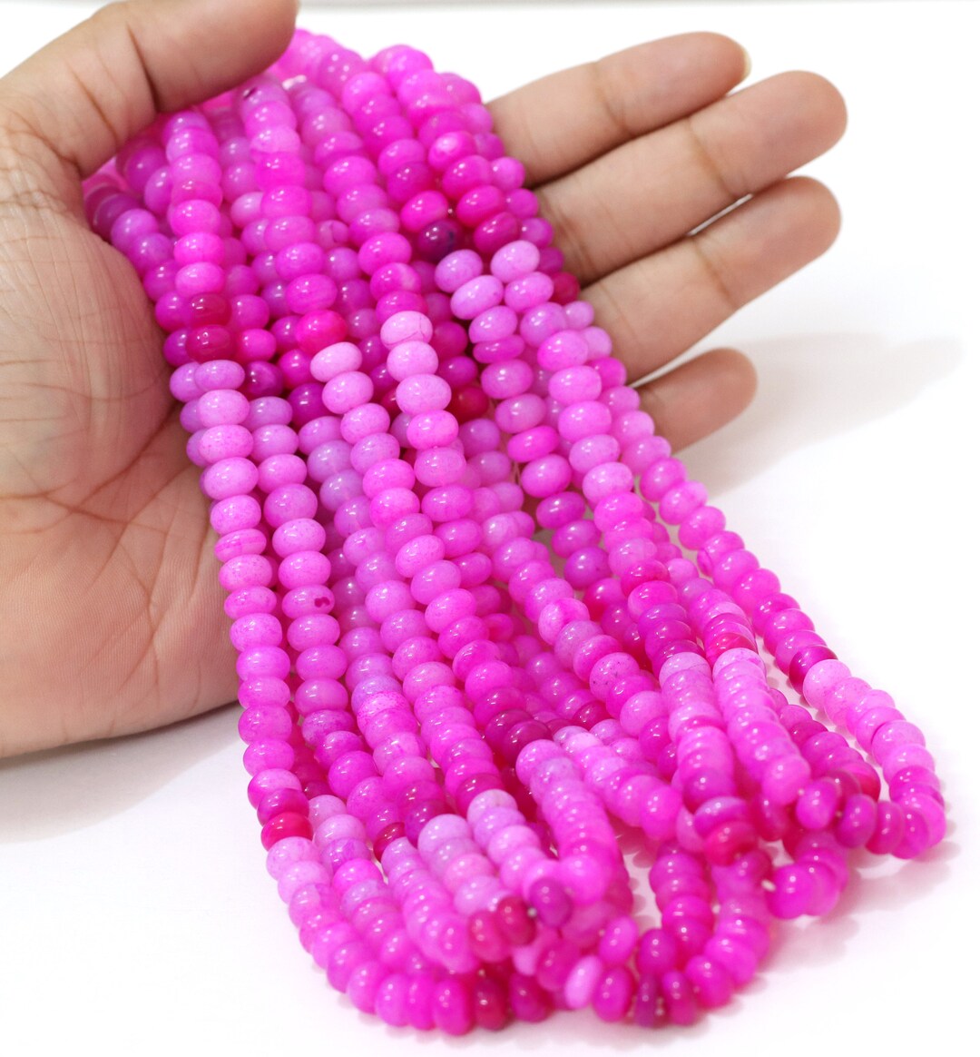 Beautiful Hot Pink Shaded Opal Smooth Rondelle Shape Beads,7-10 Mm Dark ...