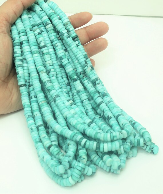 Beautiful Sea Blue Dot Opal Smooth Tyre Shape Beads 16 - Etsy