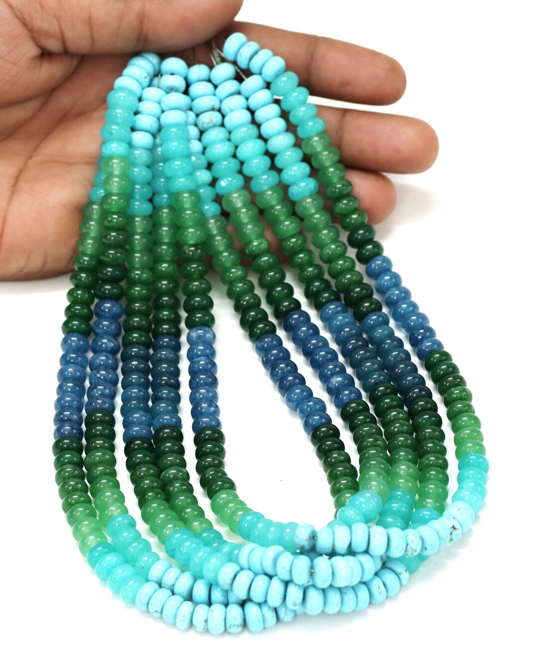 Beautiful Multi Color Quartz Smooth Rondelle Shape Beads, 7-8mm Mix ...