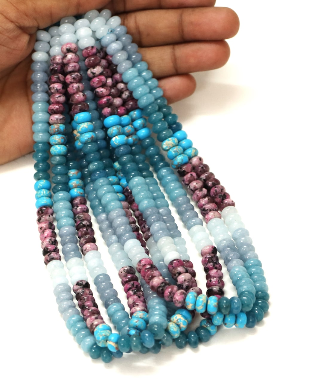 Beautiful Mix Color Quartz Smooth Rondelle Beads 15" Strand, Beautiful ...