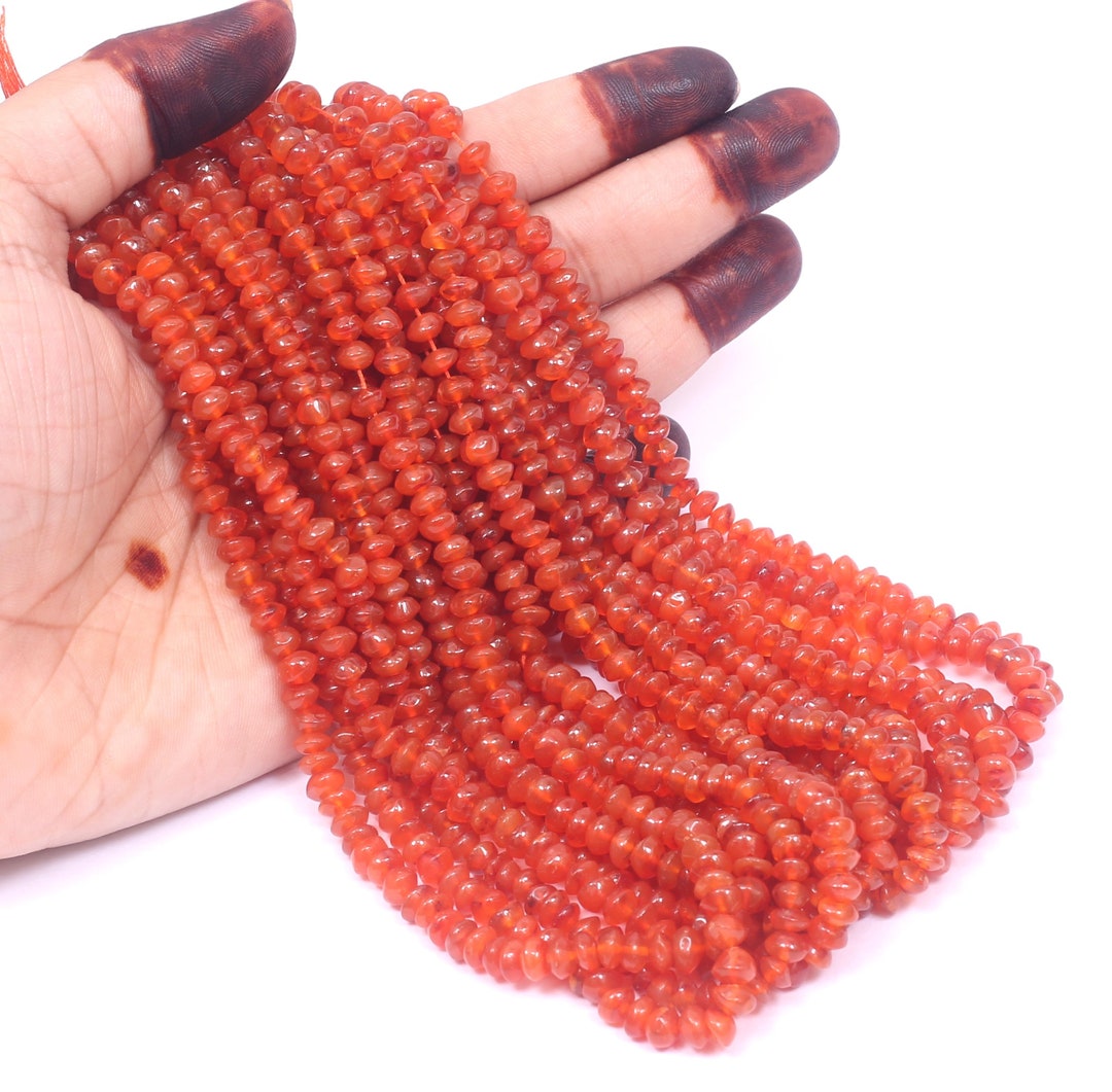 Natural Carnelian Smooth Rondelle Shape Beads, 4mm-6mm AAA Carnelian ...