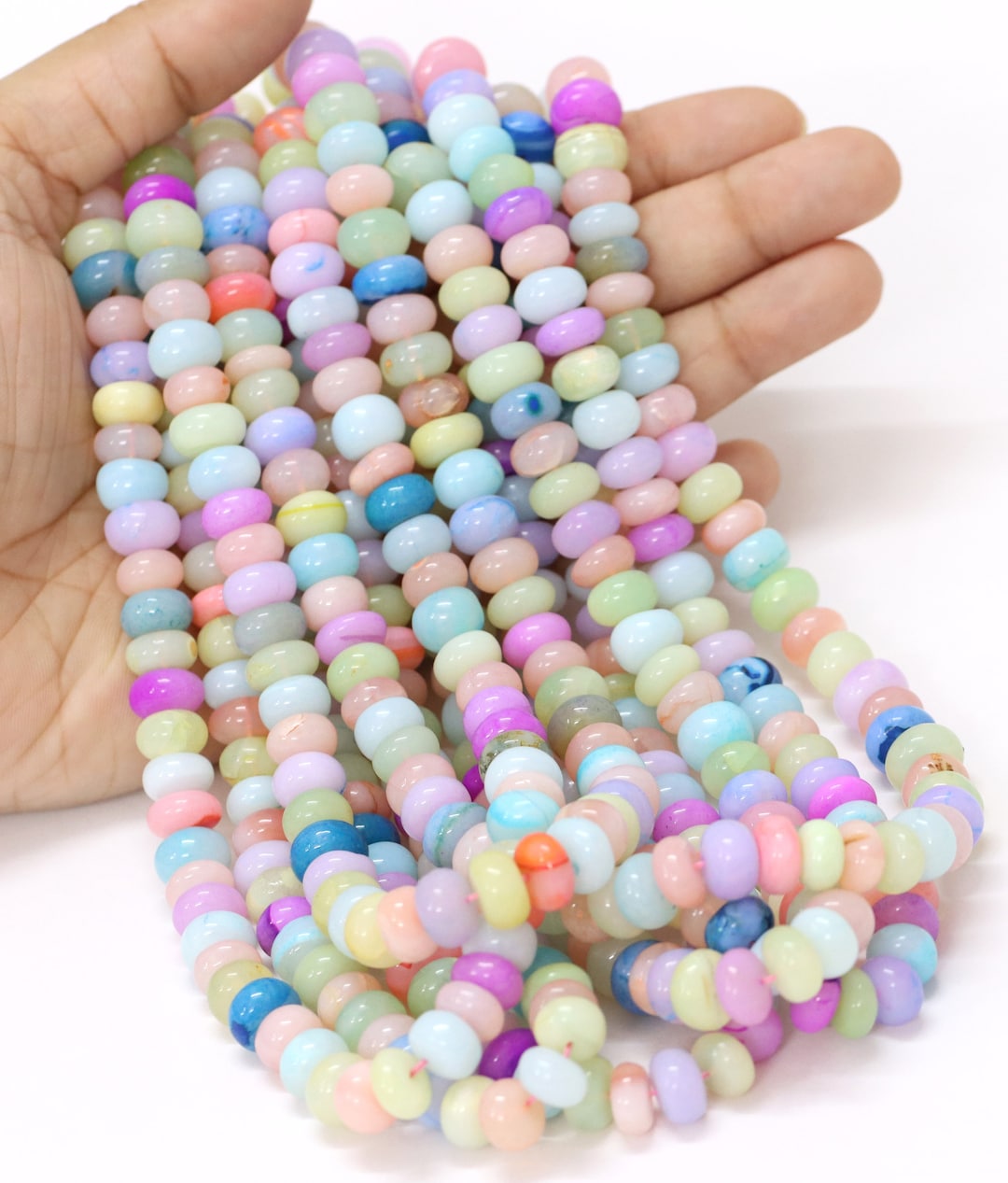 Beautiful Pastel Color Opal Smooth Rondelle Shape Beads - Etsy