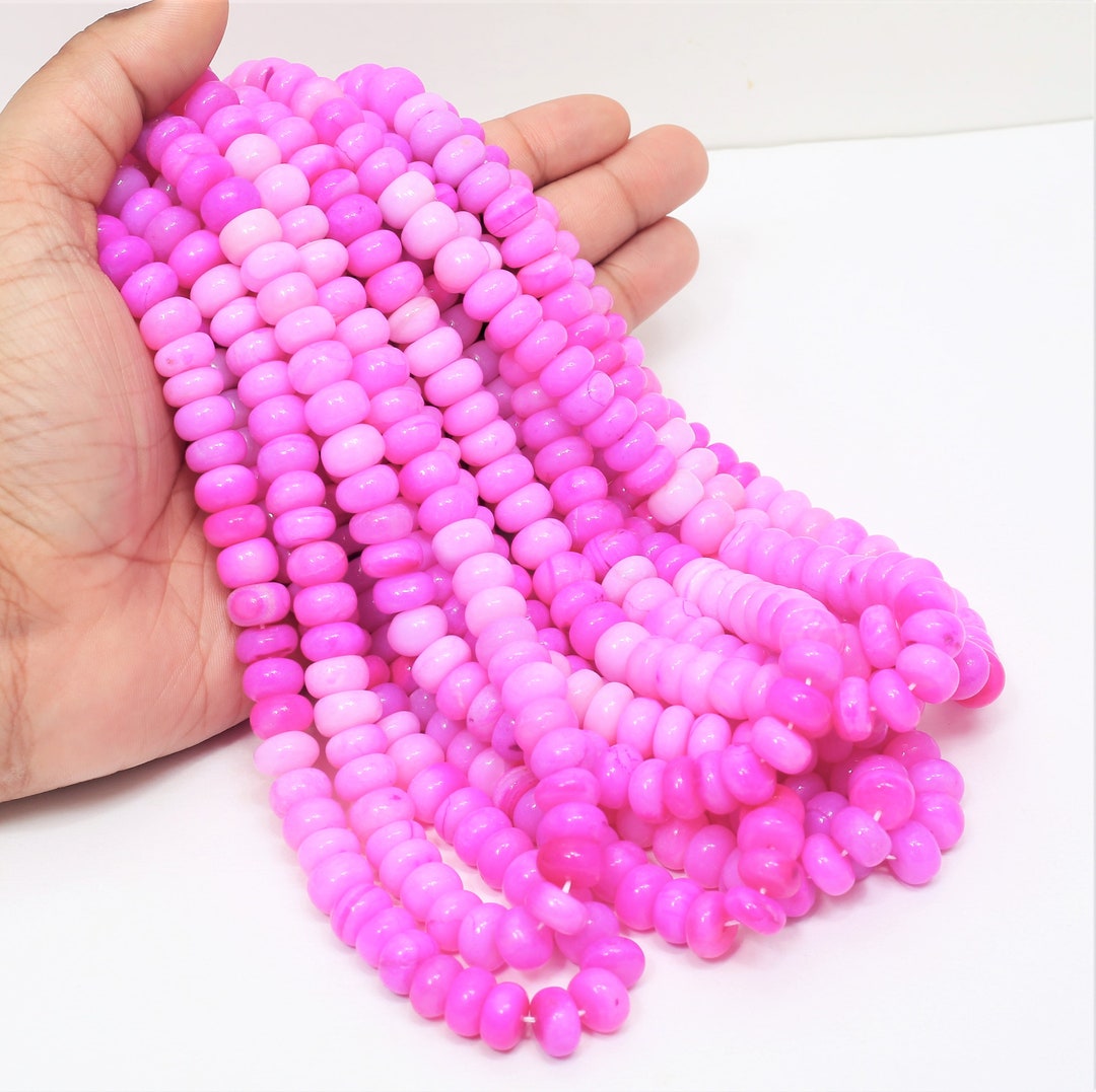 Amazing Hot Pink Shaded Opal Smooth Rondelle Shape Beads, 7-11mm Hot ...