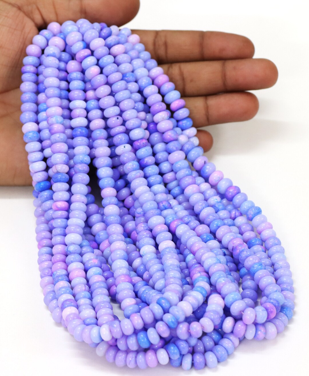 Beautiful Dark Lavender Opal Smooth Rondelle Shape Beads,16 Inch Strand ...