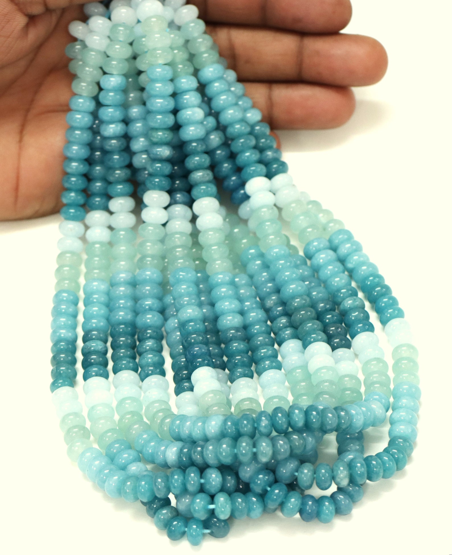 Neon Blue Quartz Beads: AAA Smooth Rondelle Gemstone, 7-8mm - Etsy