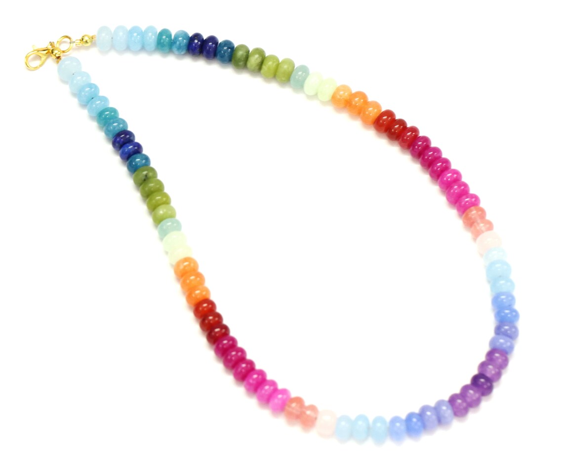 Beautiful Mix Color Quartz Smooth Rondelle Beads Necklace, AAA 7-8mm ...