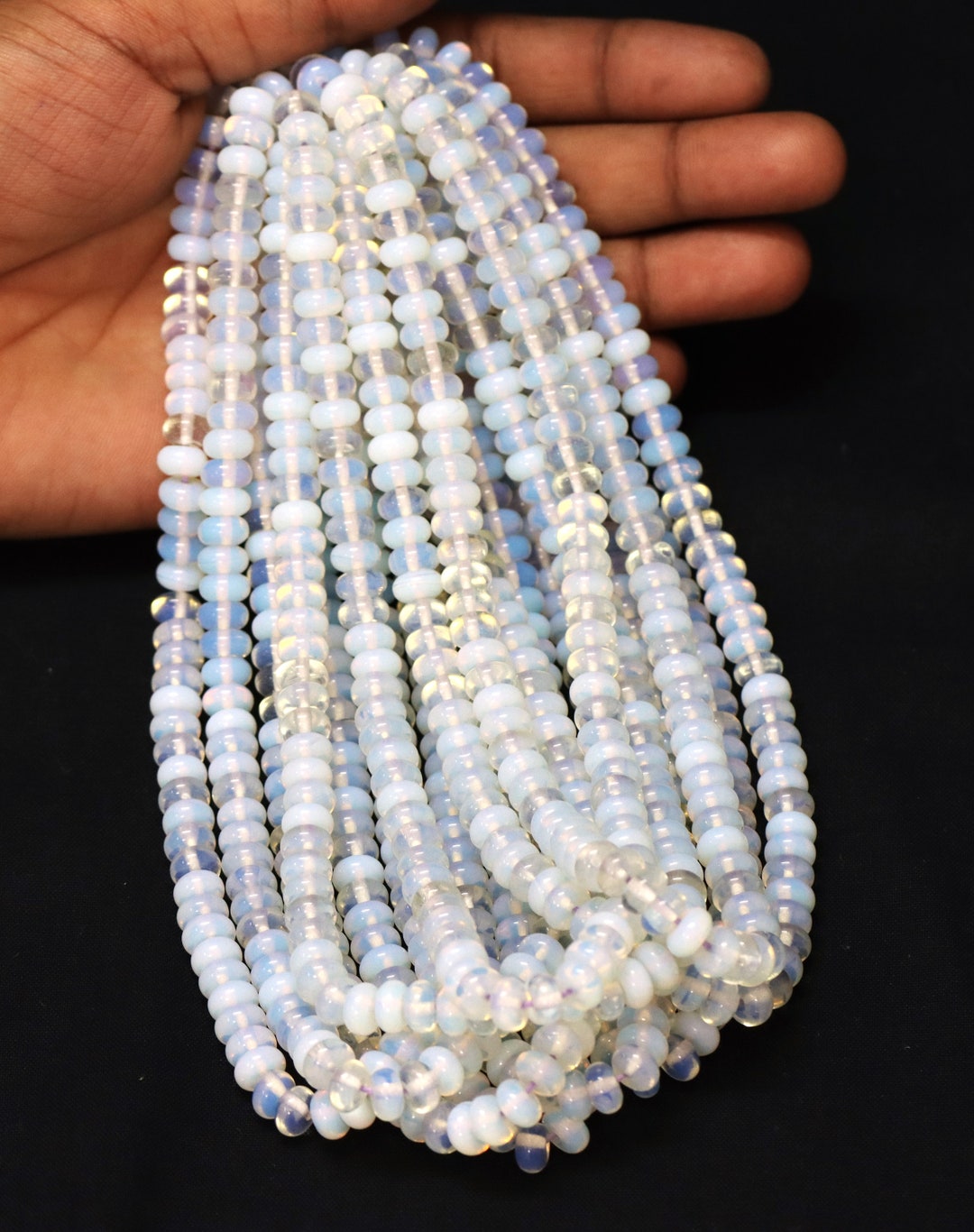 Beautiful White Transparent Quartz Smooth Rondelle Shape Beads, 15" 7 ...