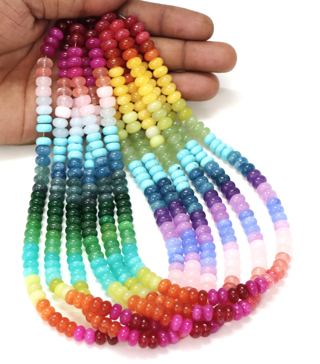 Beautiful Rainbow Shaded Color Quartz Smooth Rondelle Shape Beads, 7 ...