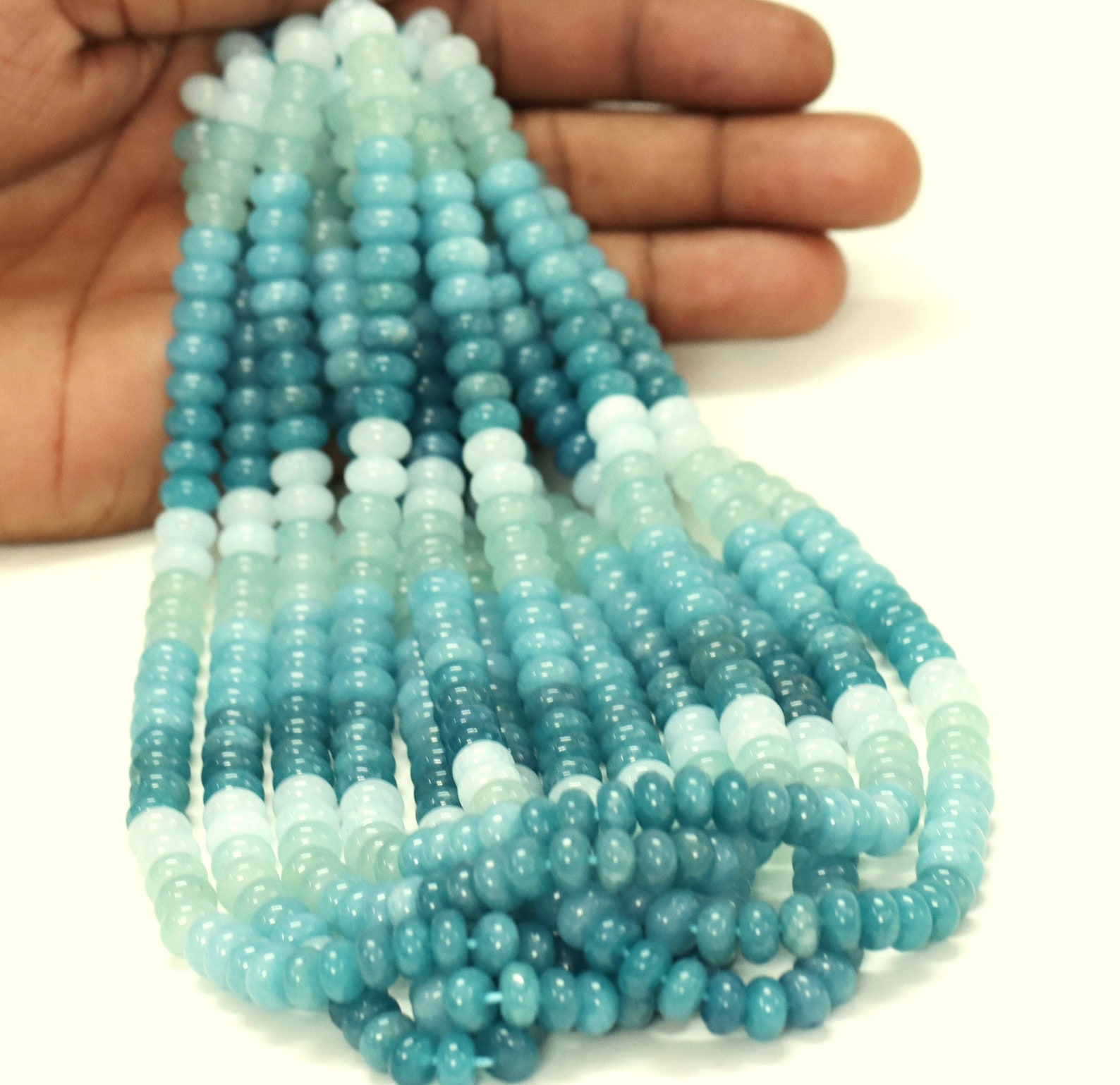 Neon Blue Quartz Beads: AAA Smooth Rondelle Gemstone, 7-8mm - Etsy