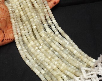 White Faceted Gemstone Beads Moon Stone Beads 15.9 / 90pcs / 1 Strand 4 ...