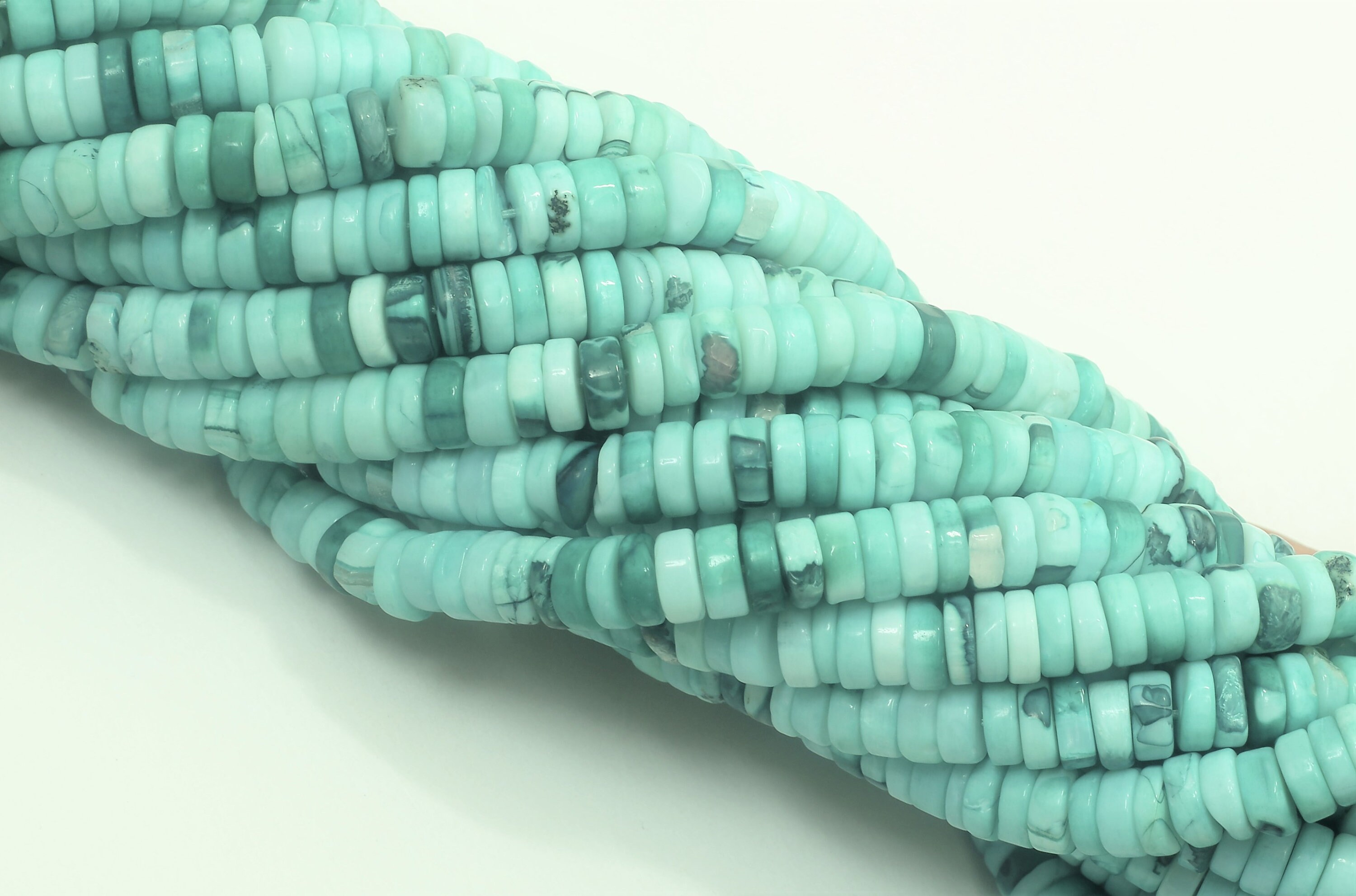 Beautiful Sea Blue Dot Opal Smooth Tyre Shape Beads 16 - Etsy