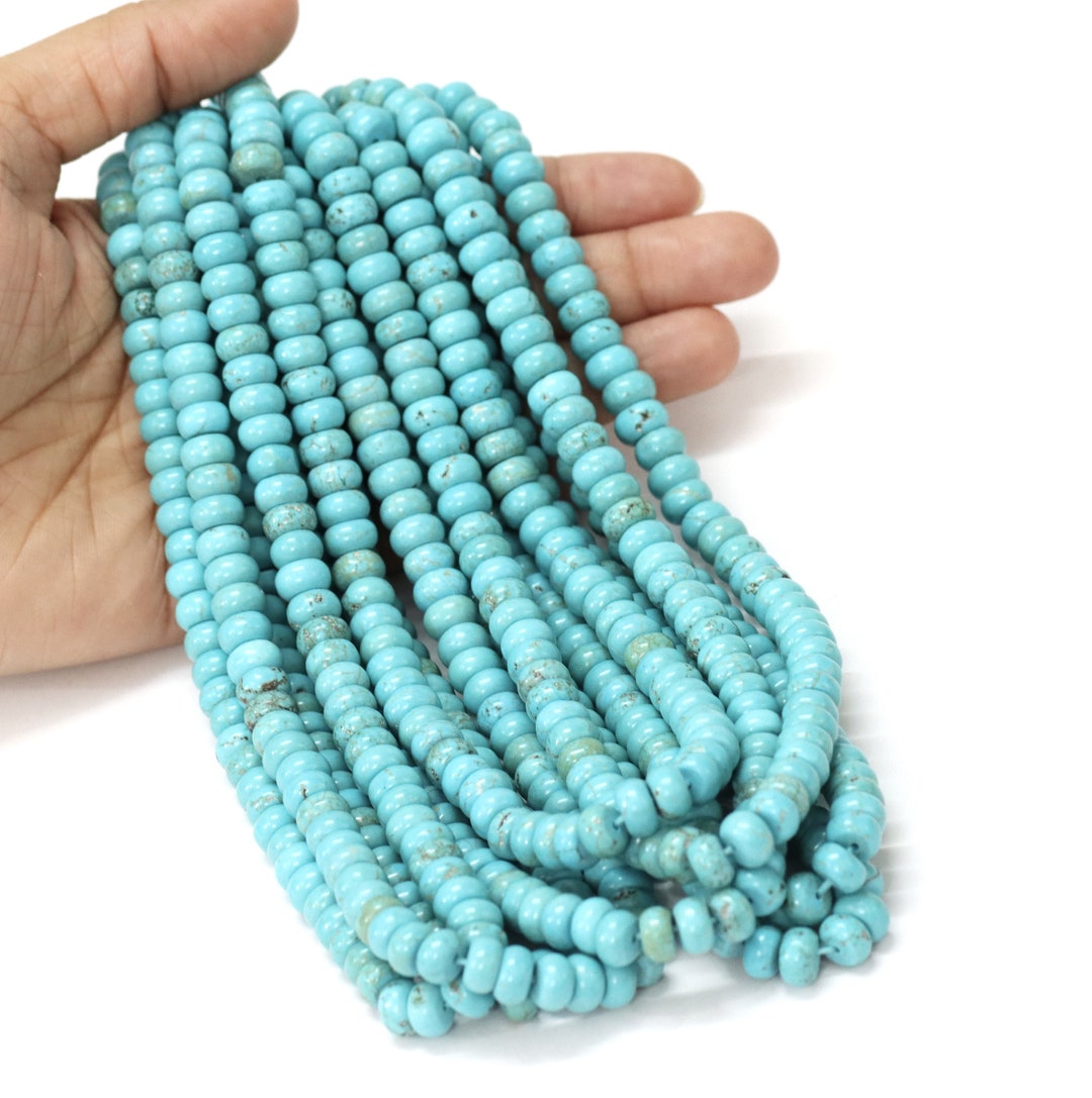 Beautiful Turquoise Quartz Smooth Rondelle Shape Beads,15" 7-8mm ...