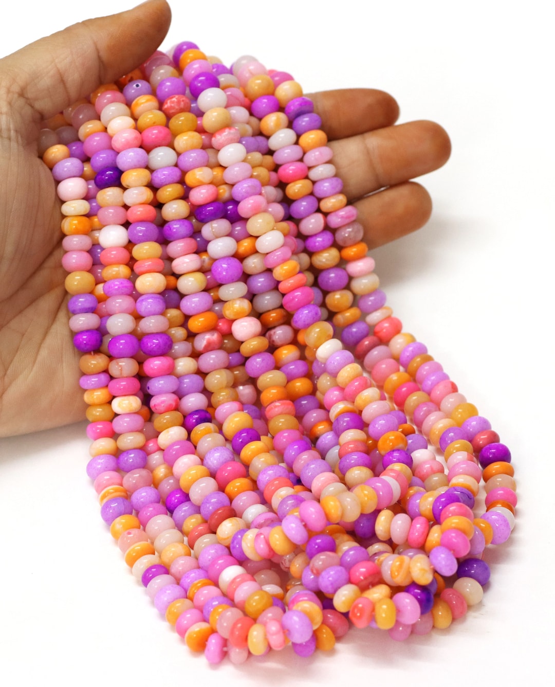 Beautiful Orange & Pink Color Opal Smooth Rondelle Shape Beads, 7-9mm ...