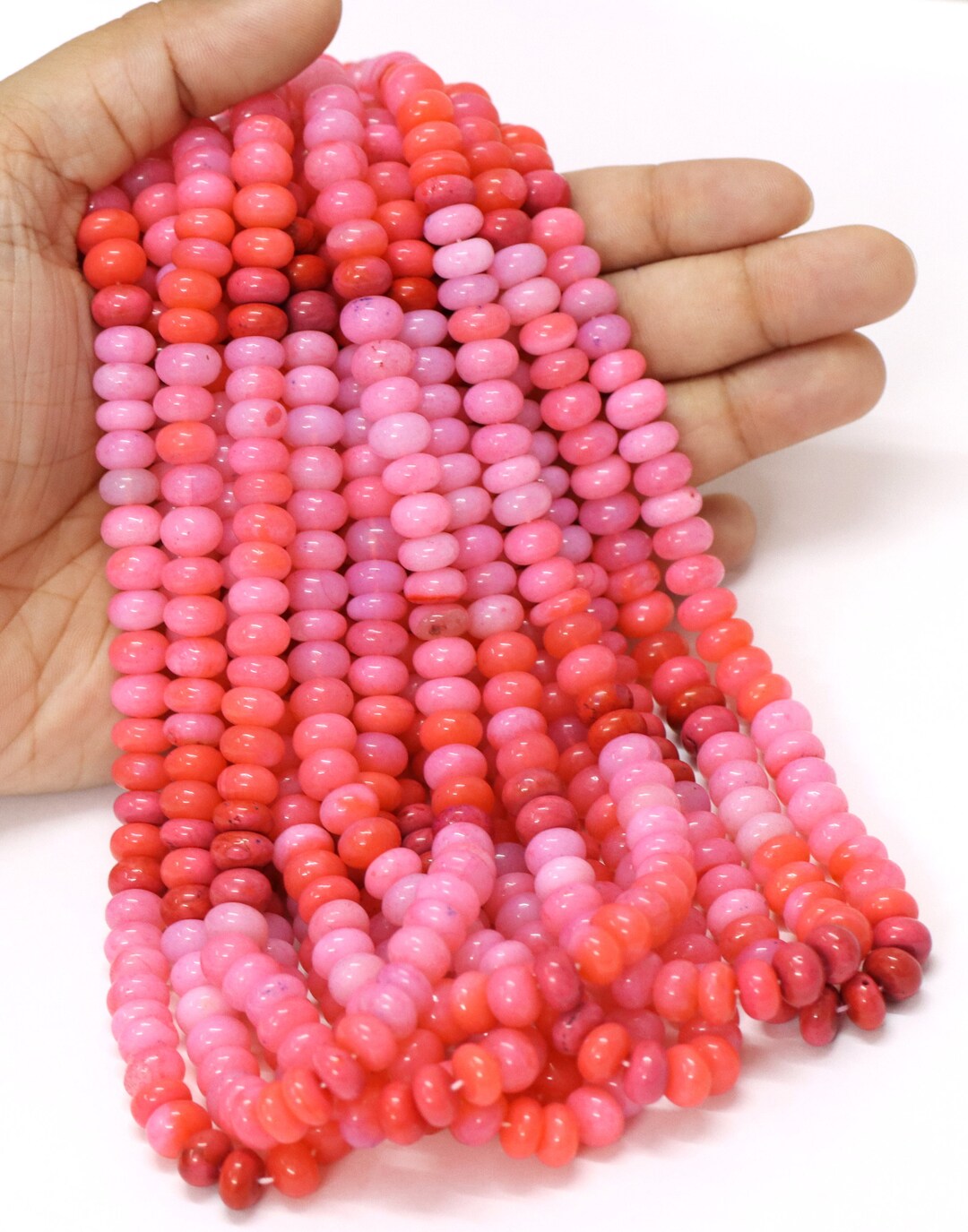 Amazing Rose Red Shaded Opal Smooth Rondelle Shape Beads, 16" 7-10mm ...