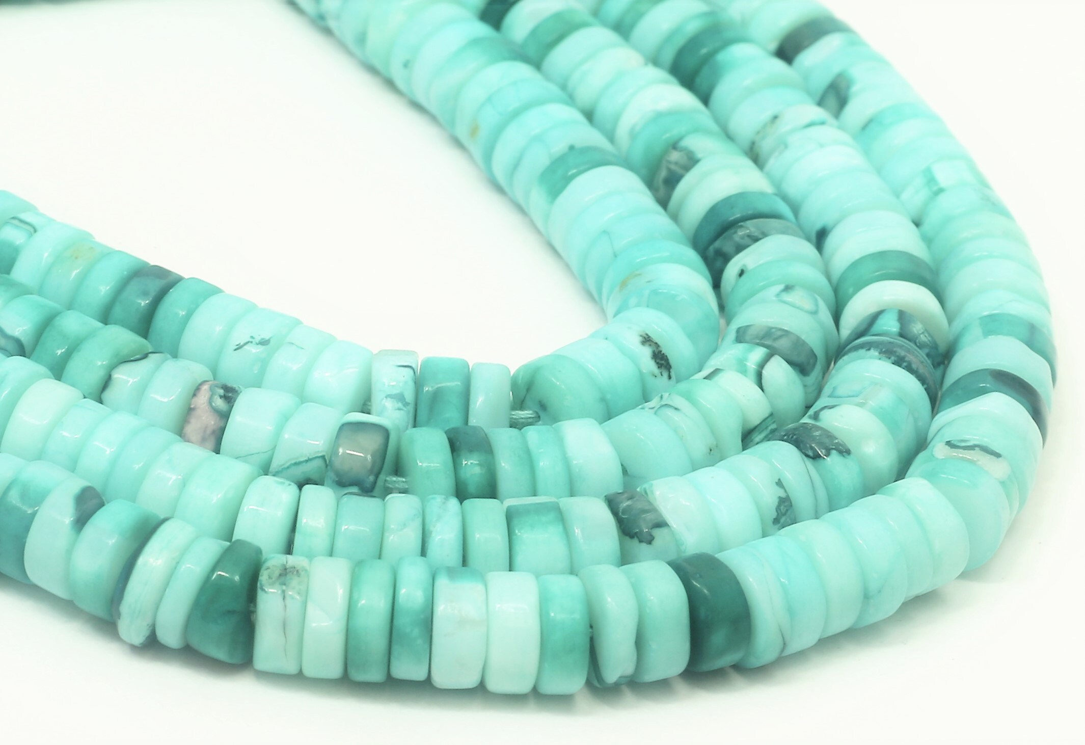 Beautiful Sea Blue Dot Opal Smooth Tyre Shape Beads 16 - Etsy