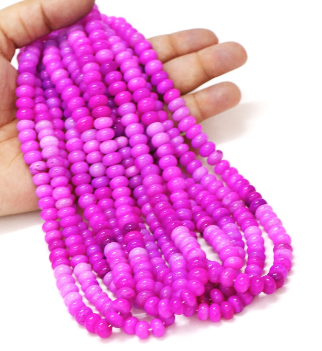 Hot Pink Opal Rondelle Beads: AAA Smooth Gemstone Beads, 8-10mm - Etsy