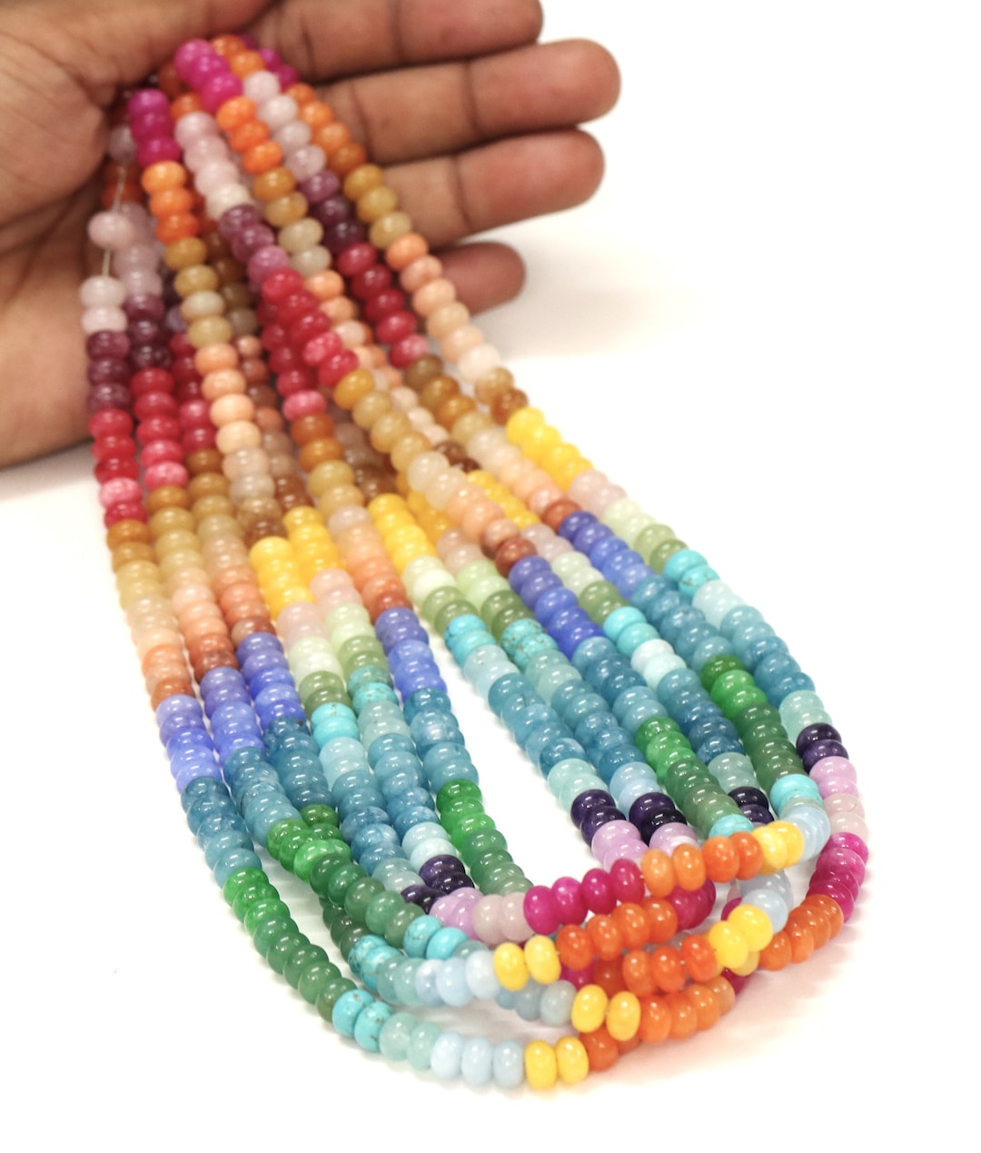 Beautiful Mix Color Quartz Smooth Rondelle Beads 20" Strand, Beautiful ...