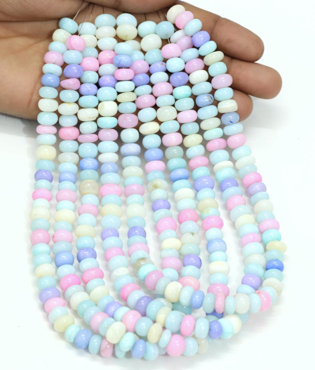 Beautiful Multi Color Opal Smooth Rondelle Shape Beads, 8-10mm Light ...