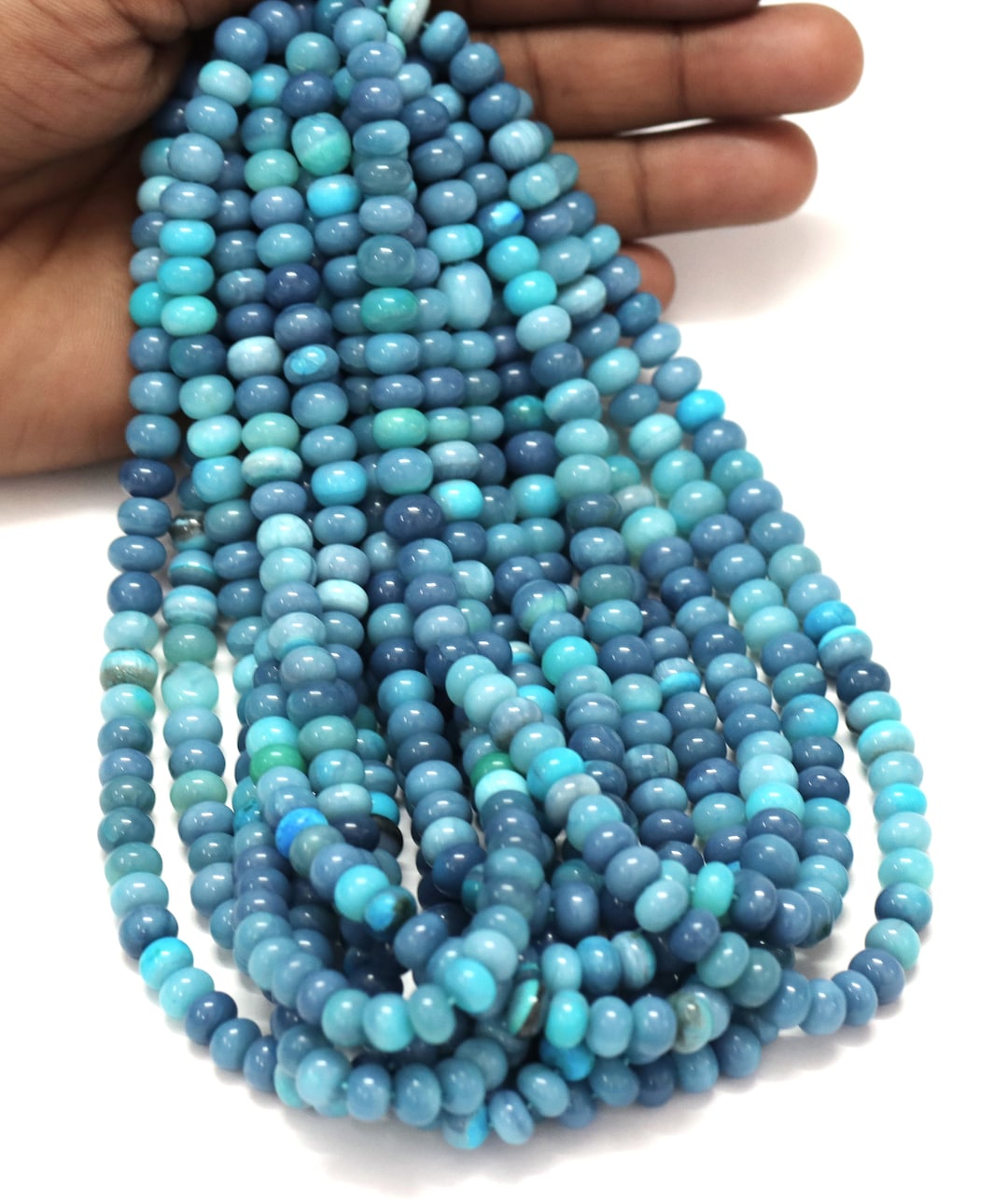 Beautiful Sky Pigeon Blue Color Opal Smooth Rondelle Shape Beads, 5-7mm ...