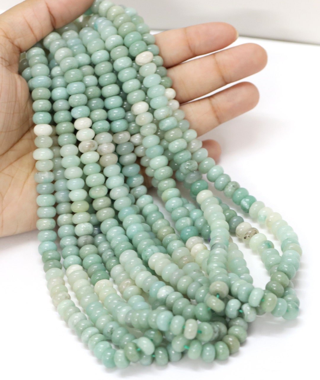 Beautiful Amazonite Shaded Smooth Rondelle Shape Beads, 15inch 7-8mm ...