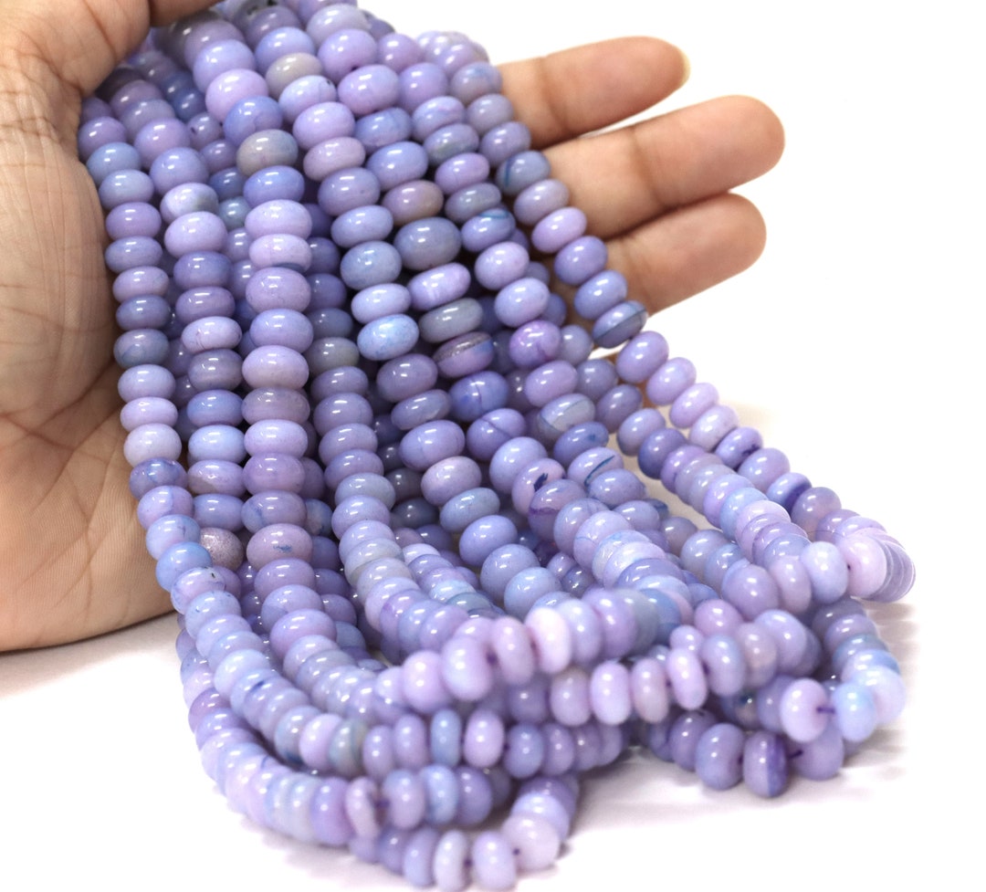 Beautiful Periwinkle Opal Smooth Rondelle Shape Beads, 16" 8-10mm ...