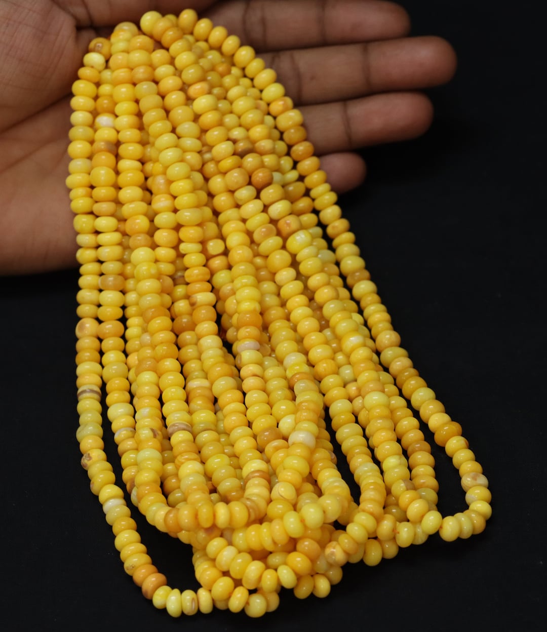 Amazing Mustard Yellow Opal Smooth Rondelle Shape Beads, 6-8mm Yellow ...