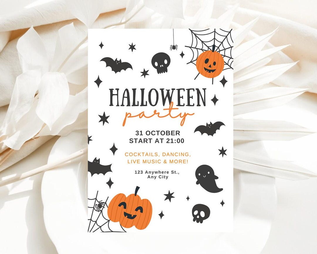 Editable Halloween Birthday Invitation, Halloween Ghost Invitation ...