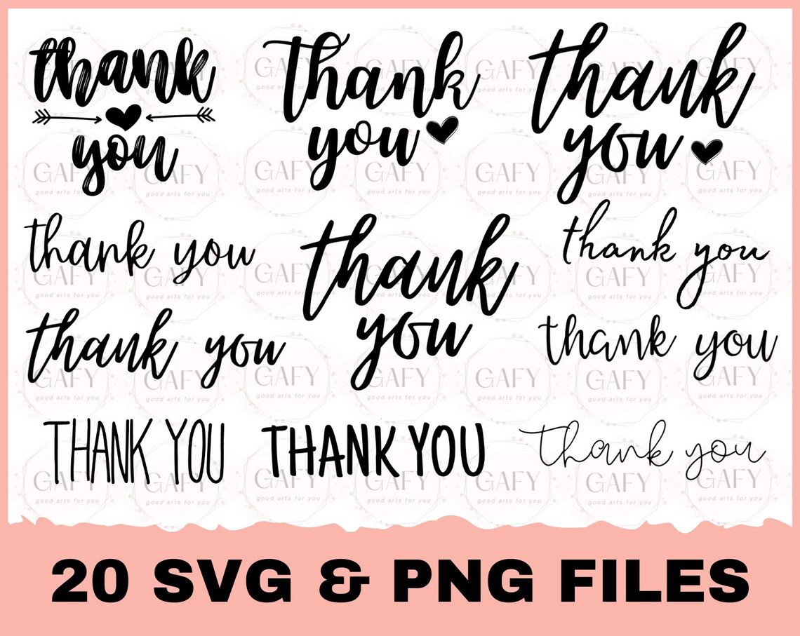 20 Thank You Svg Thank You Clipart Thank You Cut Files for - Etsy