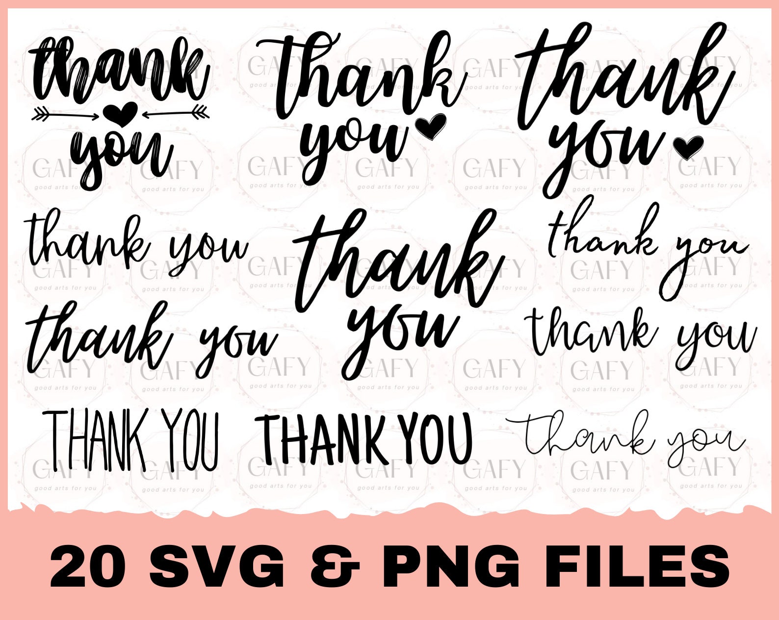 20 Thank You Svg Thank You Clipart Thank You Cut Files for - Etsy