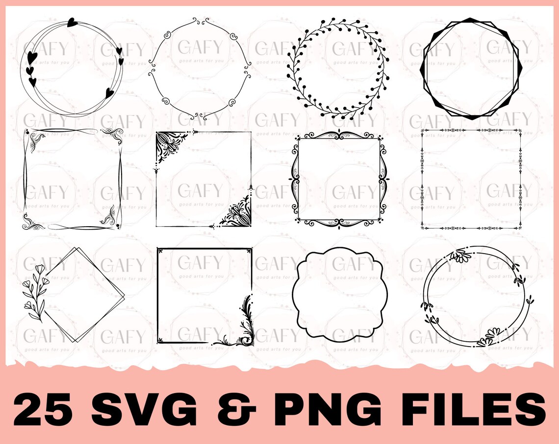 Geometric Border Svg Bundle Double Frame Svg Circle Border Svg | Etsy