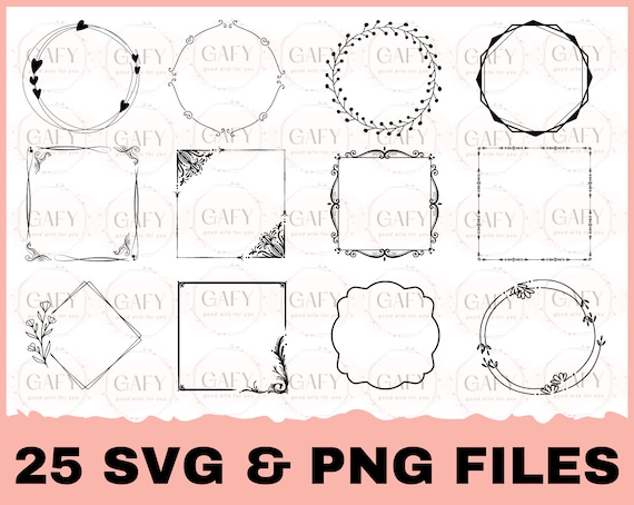 Geometric Border Svg Bundle Double Frame Svg Circle Border Svg | Etsy