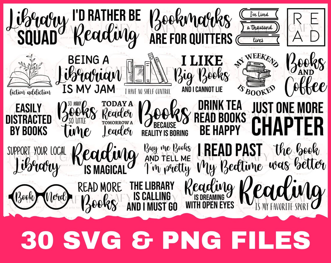 Reading Svg Bundle Book Svg Book Lover Svg - Etsy